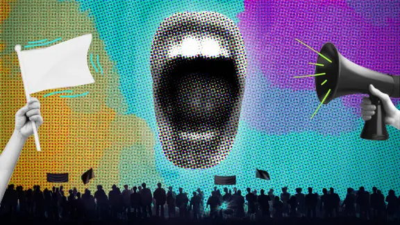 Bilder-Collage einer Demonstration